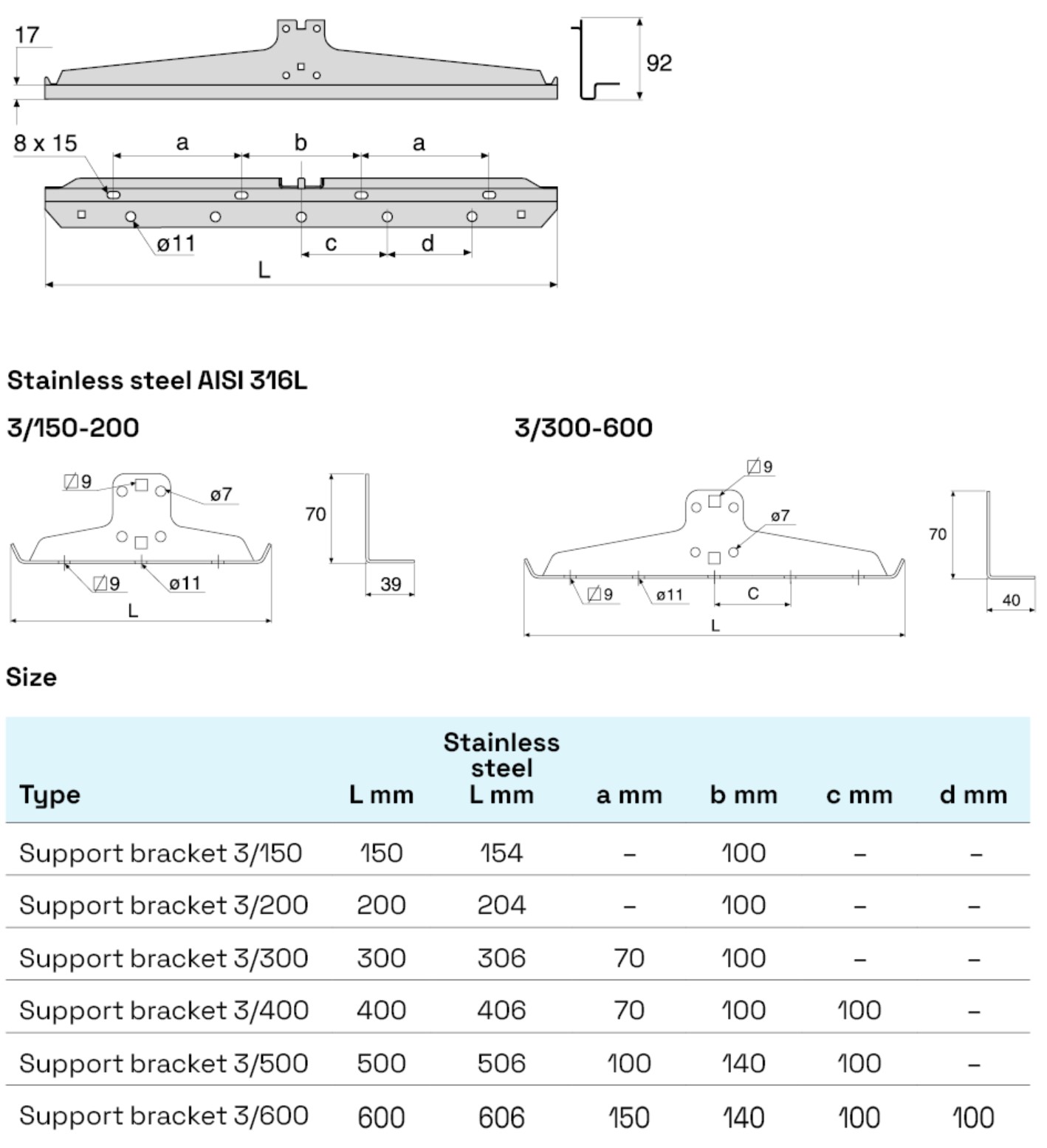 Support bracket 3-600 HDG | Wibe group