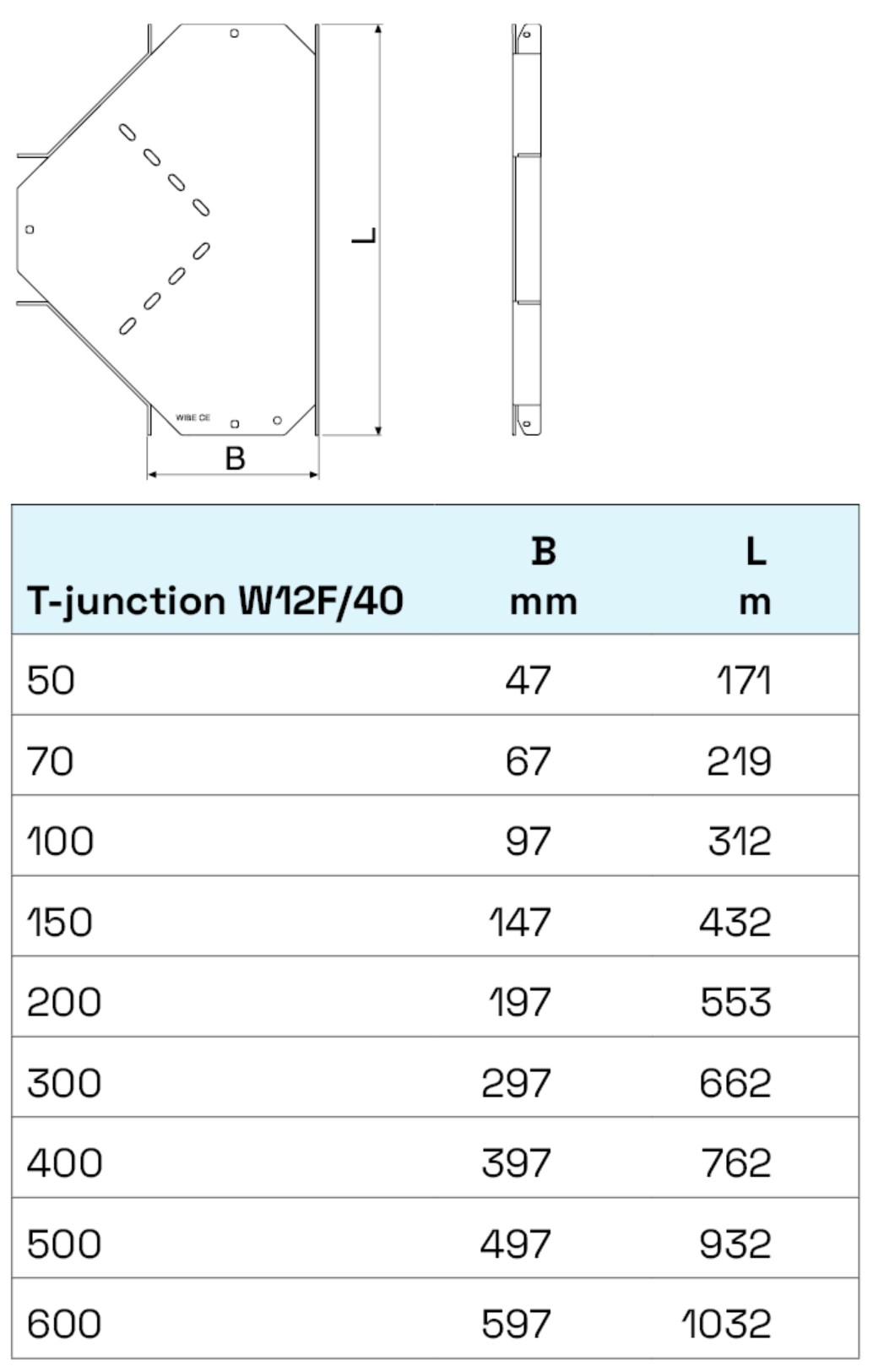 T-junction W12F/40-400 HDG | Wibe group