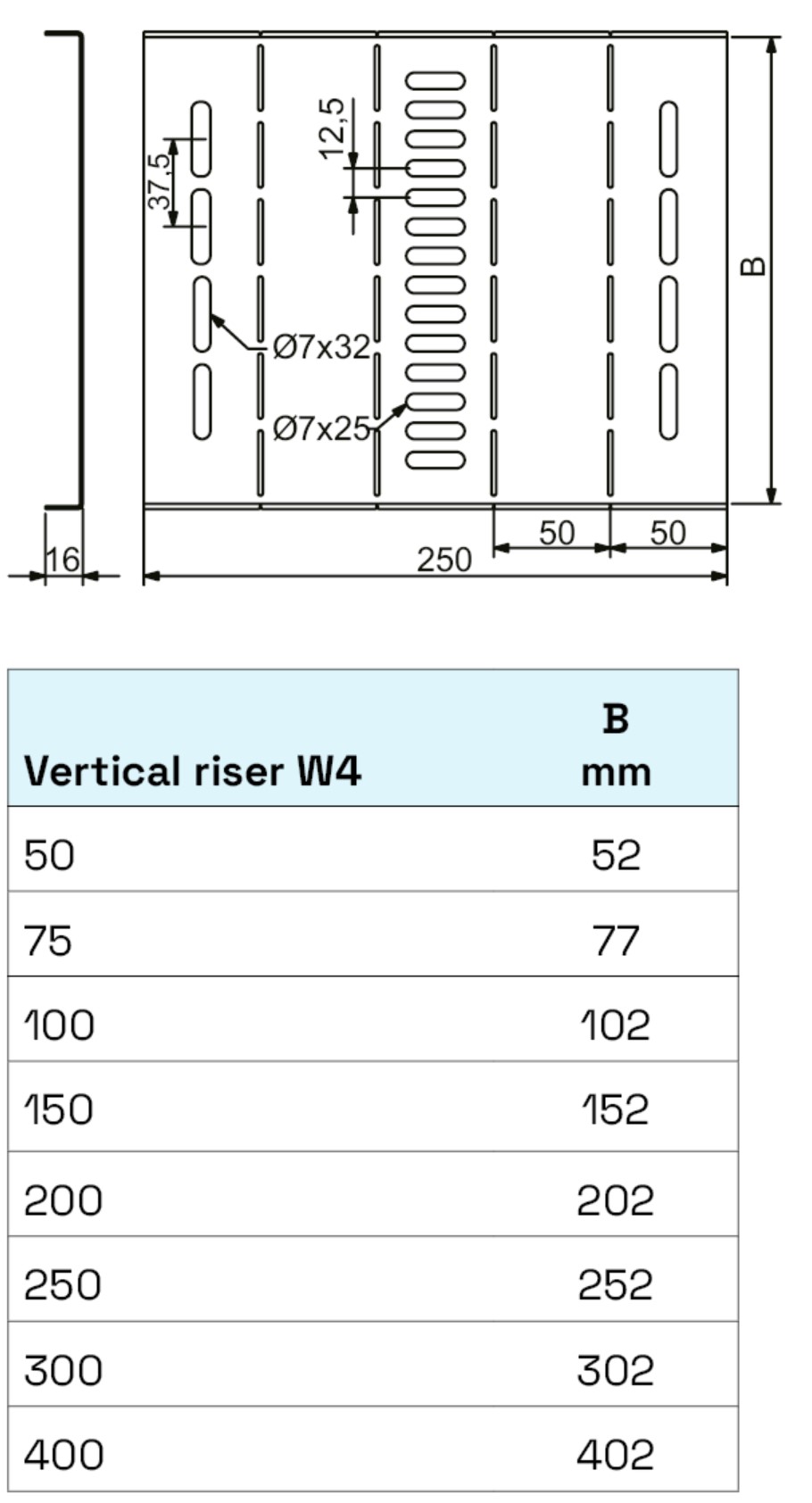 Vertical riser W4-400 Z+ | Wibe group