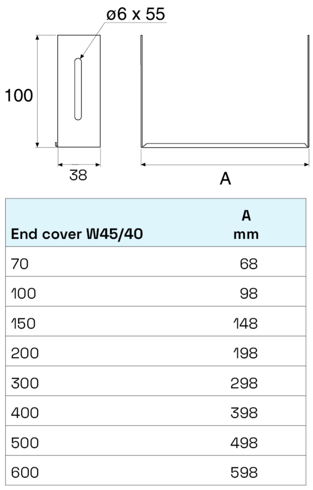 End cover W45/40-100 PG white | Wibe group