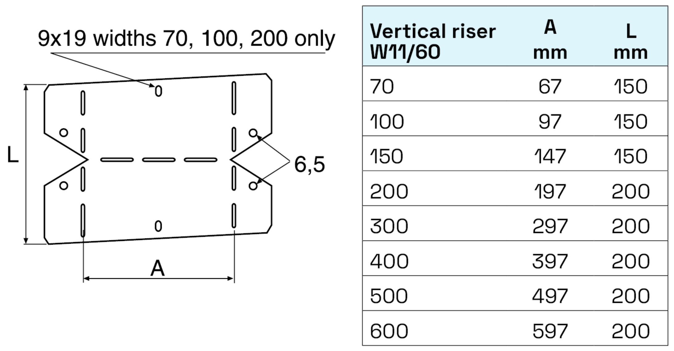 Vertical riser W11/60-100 PG | Wibe group