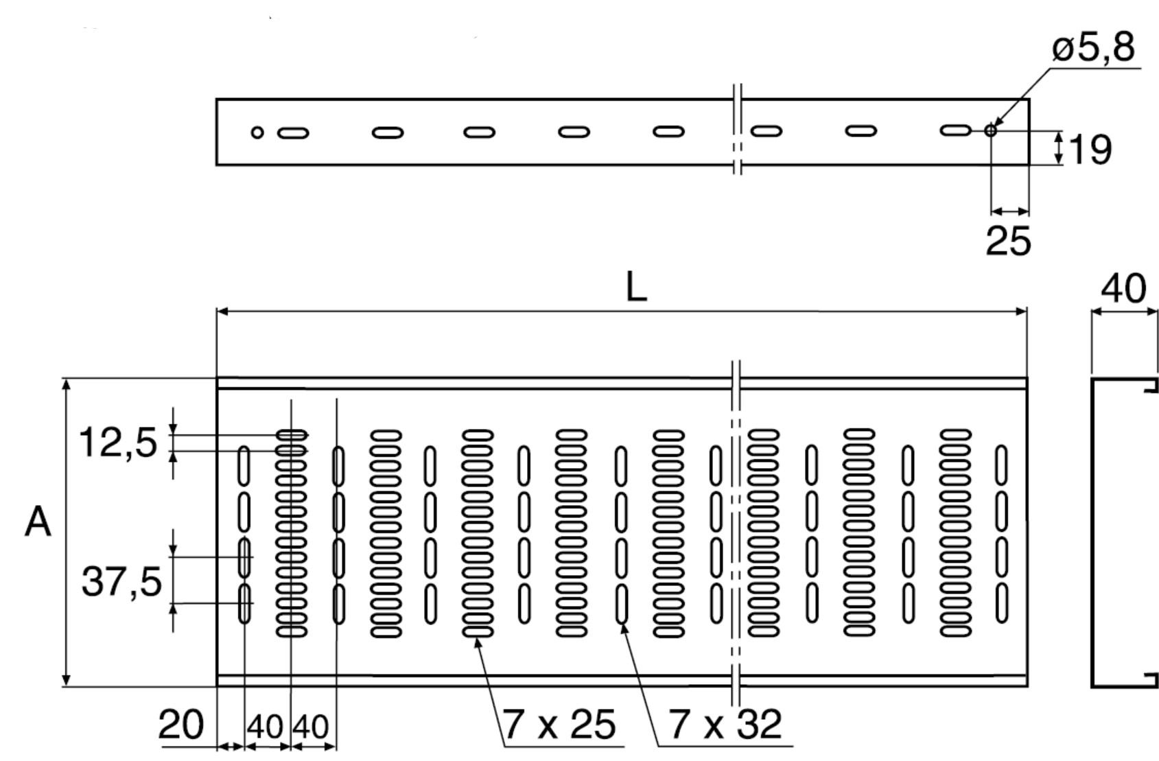 Cable tray perf W3/40-100 3m HDG | Wibe group