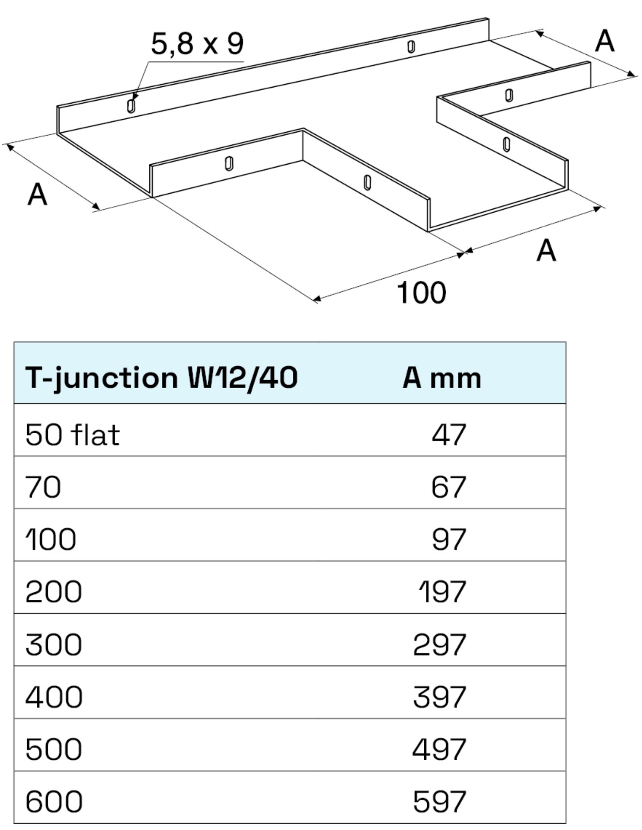 T-junction W12/40-70 PG black | Wibe group